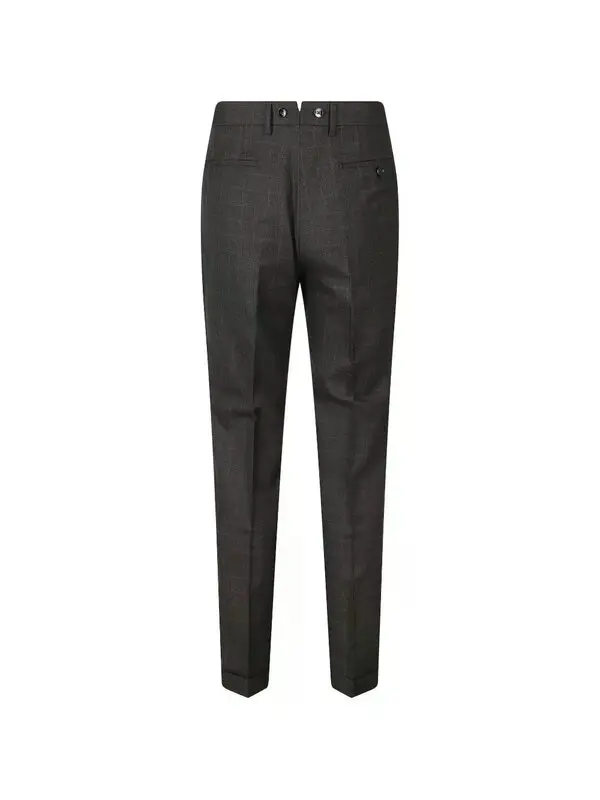 BERWICH Barber Long Check Pleated Trousers