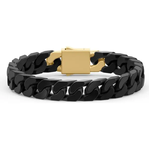 TRITON Ceramic Cuban Link Bracelet With 18k Yellow Gold Over Sterling Silver Clasp