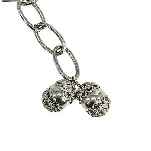 MADISON BEVERLY HILLS Vintage 1970s Silver Tone Chain Belt With Dangling Acorns