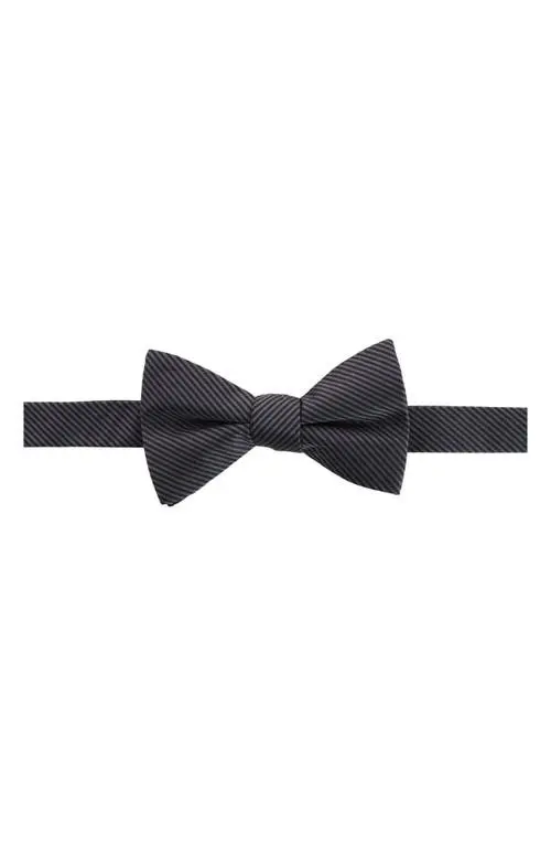 Trafalgar Leyton Diagonal Lined Tone On Tone Silk Bow Tie - Graphite