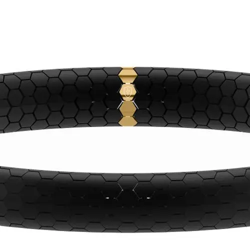 TRITON Matte Ceramic Stretch Bracelet With 18k Gold Over Sterling Silver Accents