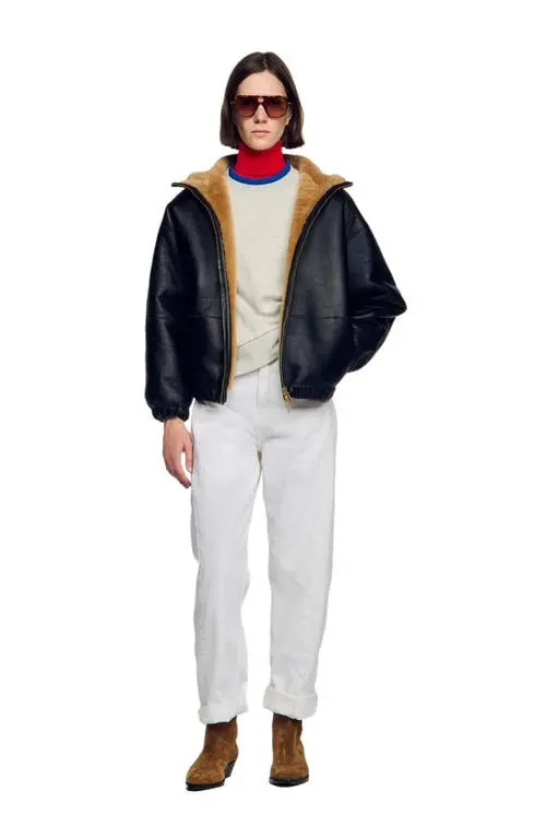 Sandro Oversized Shearling Jacket