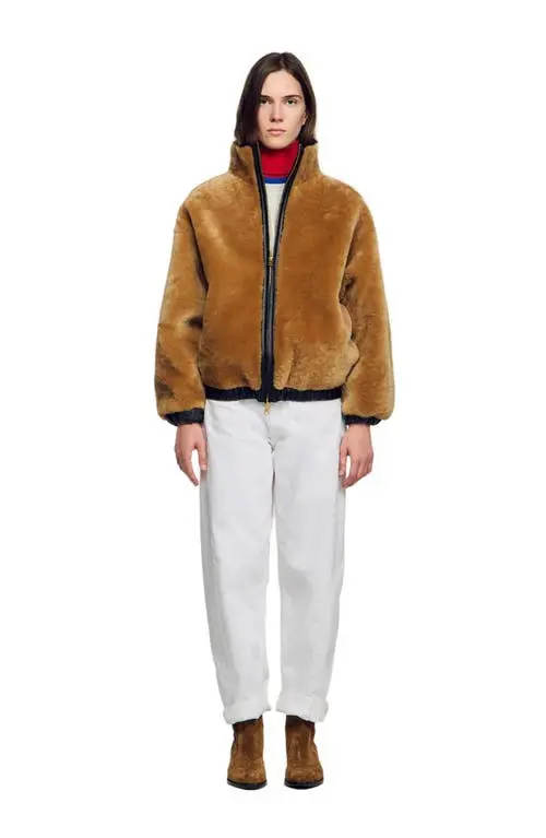 Sandro Oversized Shearling Jacket