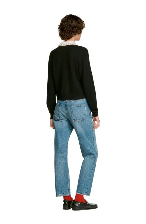 Sandro Beaded Polo-neck Sweater
