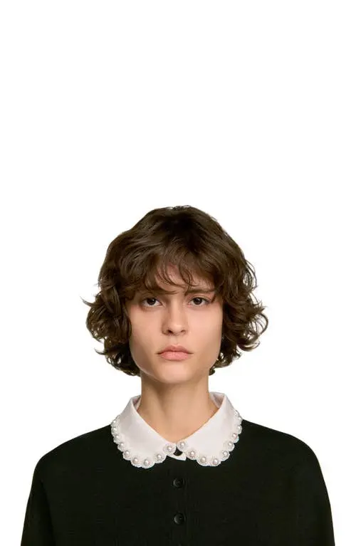 Sandro Beaded Polo-neck Sweater