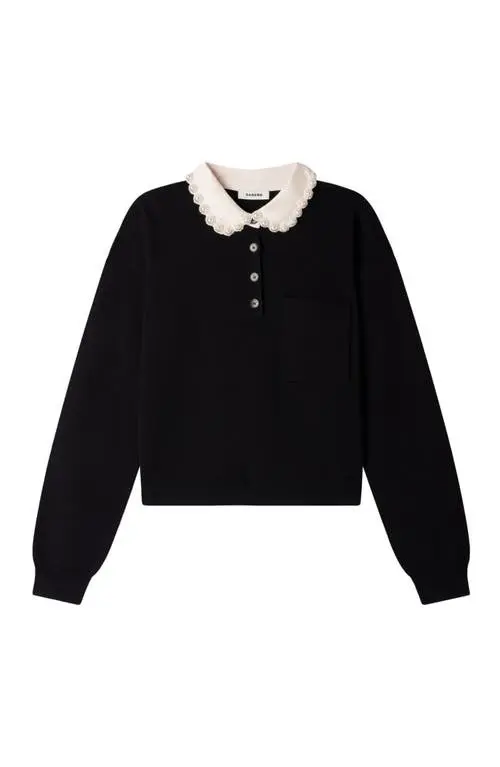 Sandro Beaded Polo-neck Sweater