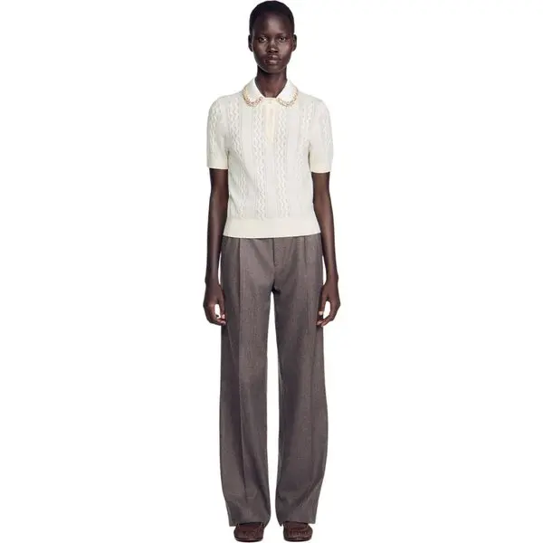 Sandro Jewellery-neck Pointelle Sweater
