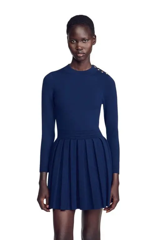 Sandro Short Knit Dress With Buttons