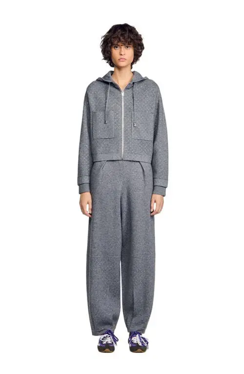 Sandro Hooded Rhinestone Cardigan