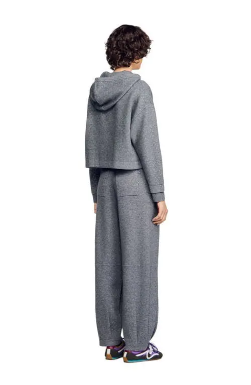Sandro Hooded Rhinestone Cardigan