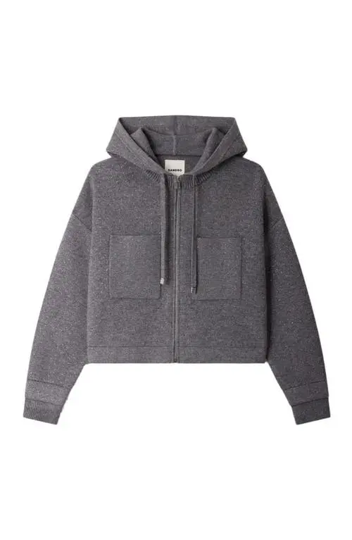 Sandro Hooded Rhinestone Cardigan