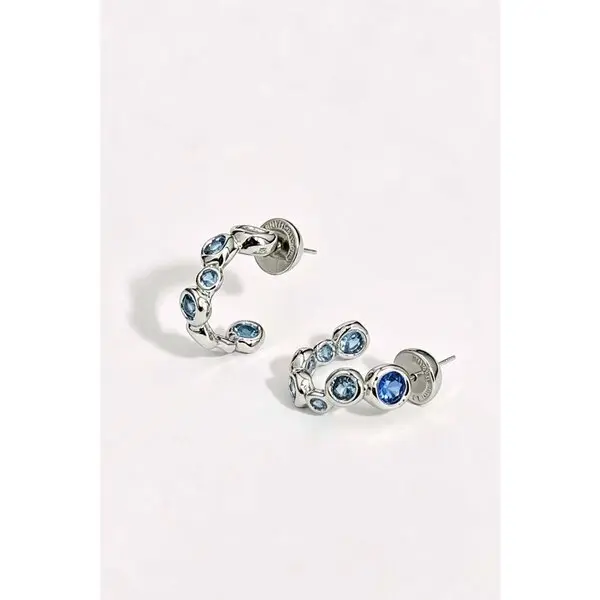 CLASSICHARMS Demi Cubic Zirconia Huggie Hoops - Silver/clear