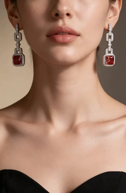MODENAIRE Geometric Linked Square Statement Drop Earrings