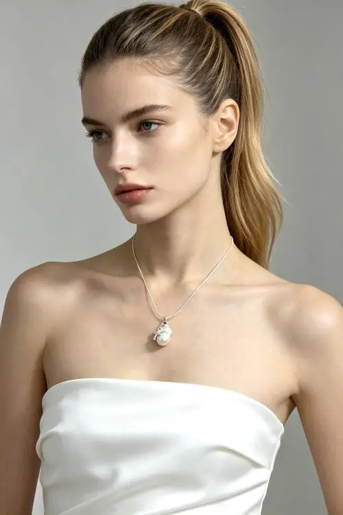 CLASSICHARMS Riri Baroque Pearl Pendant Necklace - Silver