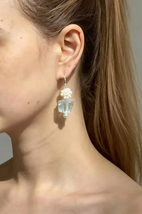 CLASSICHARMS Maris Aquamarine & Freshwater Pearl Earrings