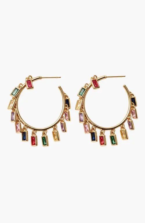 MODENAIRE Baguette Crystal Dangle Hoop Statement Earrings