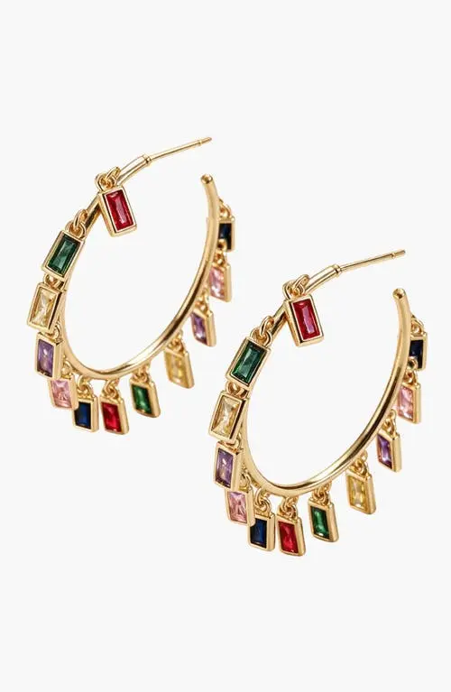 MODENAIRE Baguette Crystal Dangle Hoop Statement Earrings