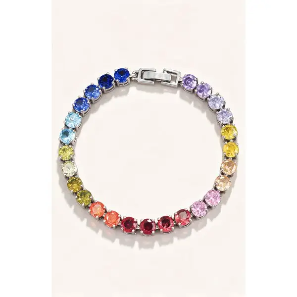 MODENAIRE Oval Crystal Tennis Bracelet With Faceted Stones