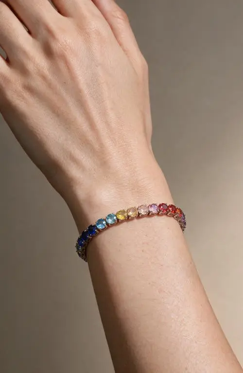 MODENAIRE Oval Crystal Tennis Bracelet With Faceted Stones