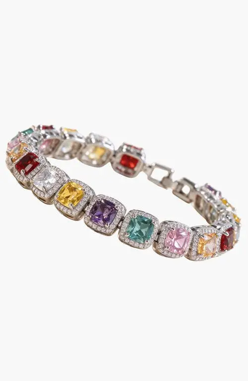 MODENAIRE Square Crystal Tennis Style Statement Bracelet