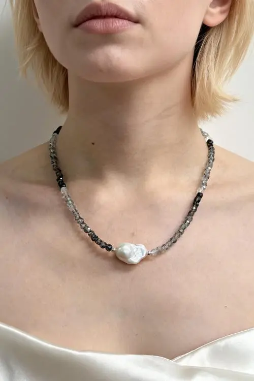 CLASSICHARMS Kora Baroque Pearl & Rutilated Quartz Necklace