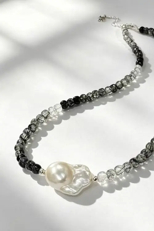 CLASSICHARMS Kora Baroque Pearl & Rutilated Quartz Necklace