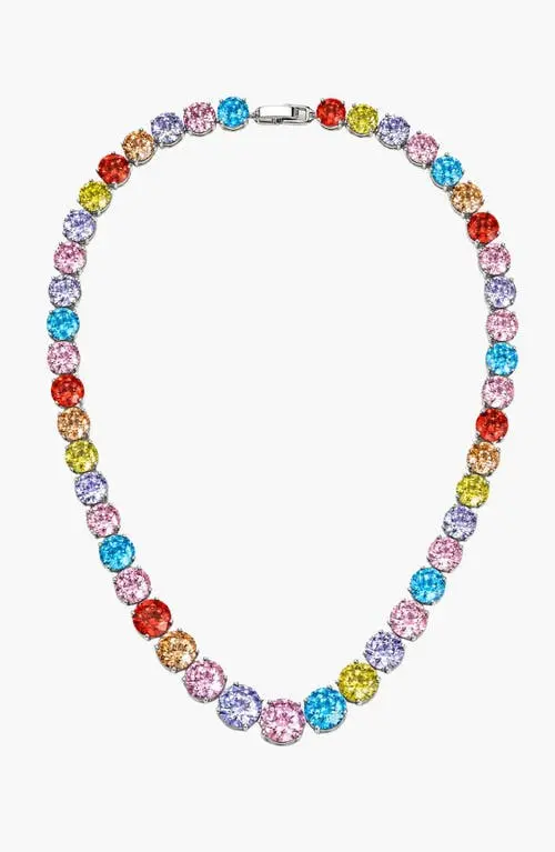 MODENAIRE Round Crystal Tennis Style Statement Necklace - Multicolor