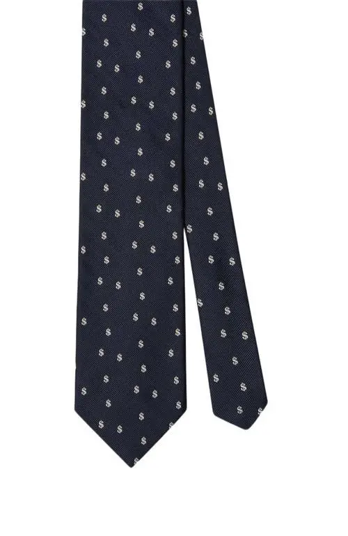 Robert Talbott Robert Dollar Signs Best Of Class Necktie - Navy