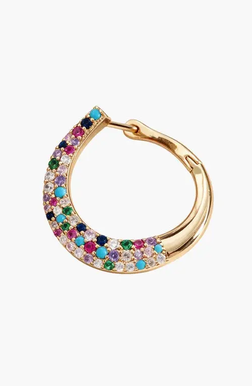 MODENAIRE Crystal Pave Double Row Statement Hoop Earrings