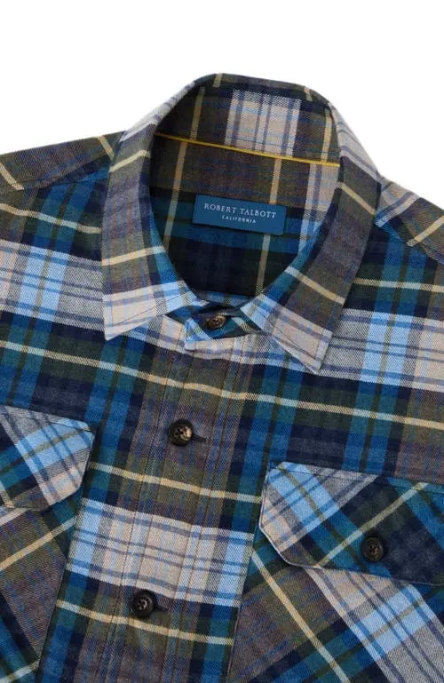 Robert Talbott Bradley Luxe Flannel Plaid Shirt Jacket