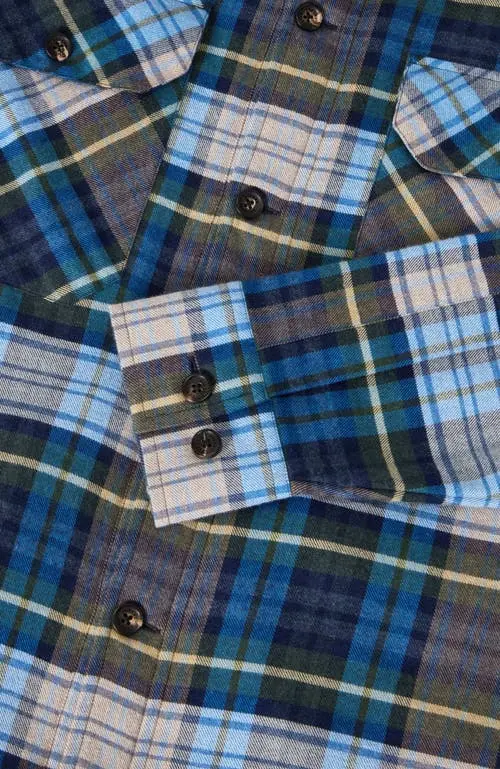 Robert Talbott Bradley Luxe Flannel Plaid Shirt Jacket