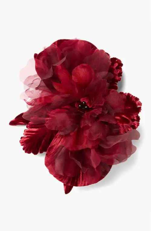 HELENA SIMON The Scarlet Orchid Floral Brooch - Red