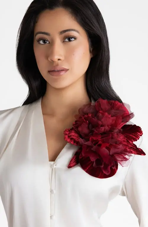 HELENA SIMON The Scarlet Orchid Floral Brooch