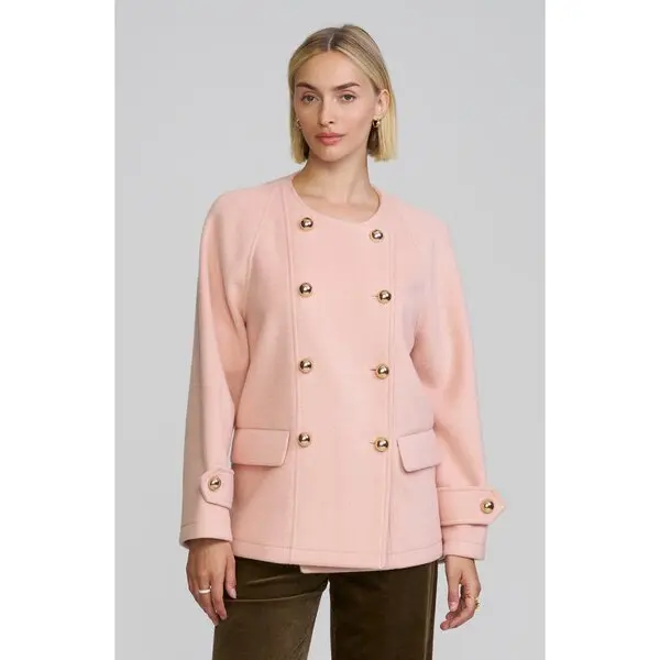 ELLE COLLECTION Double Breasted Melton Coat - Blush