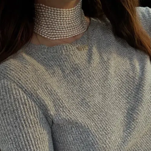LENI JAMES The London Maxi Pearl Choker Necklace