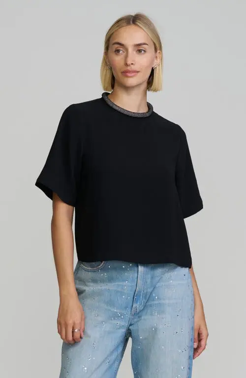 ELLE COLLECTION Embellished Neckline Top