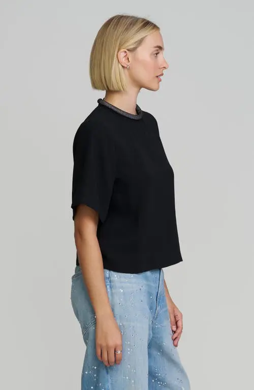 ELLE COLLECTION Embellished Neckline Top