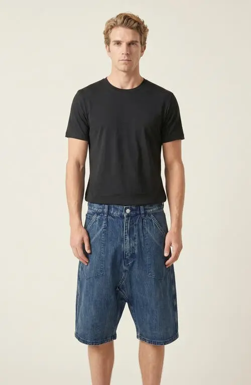 MODENAIRE Relaxed Fit Washed Denim Shorts With Utility Pockets