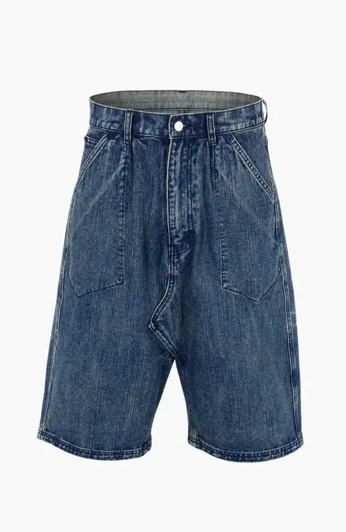 MODENAIRE Relaxed Fit Washed Denim Shorts With Utility Pockets