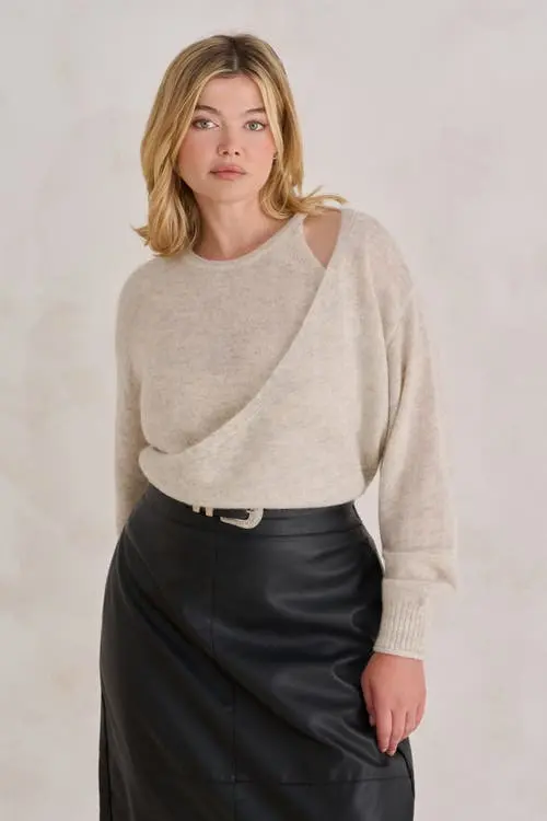 KADA The Woodland Draped Sweater - Salt