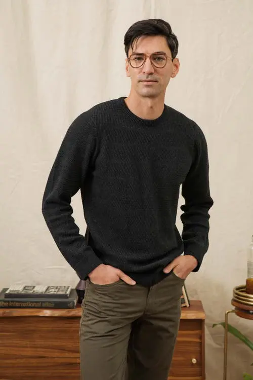 Bridge & Burn Calder Recycled Cotton Blend Sweater - Midnight