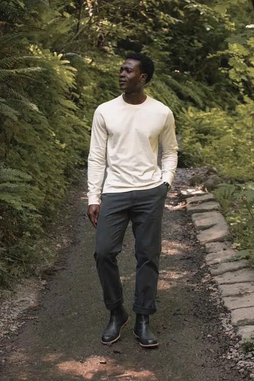 Bridge & Burn Barney Relaxed Long Sleeve Tee - Ivory