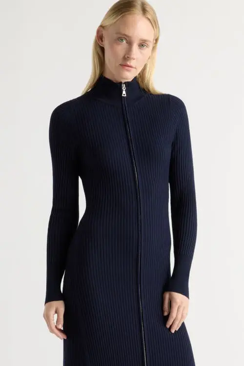 Modern Citizen Janne Ribbed Two-way Zip Sweater Dress