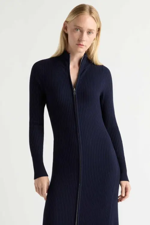 Modern Citizen Janne Ribbed Two-way Zip Sweater Dress