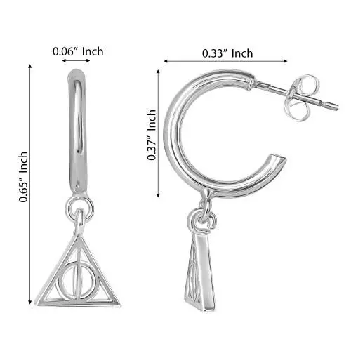 HARRY POTTER Earrings Official License With Dangle Deathly Hallows Charm