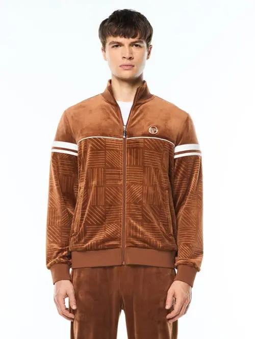 SERGIO TACCHINI Debossed Orion Velour Track Jacket - Tortise Shell