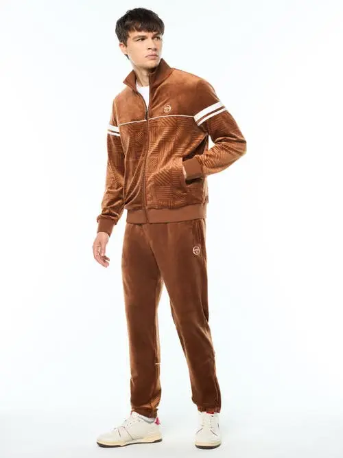 SERGIO TACCHINI Debossed Orion Velour Track Jacket - Tortise Shell