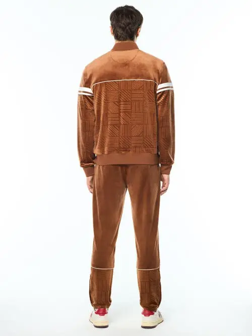 SERGIO TACCHINI Debossed Orion Velour Track Jacket - Tortise Shell