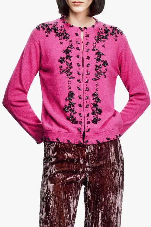 Anna Sui Beaded Knit Cardigan