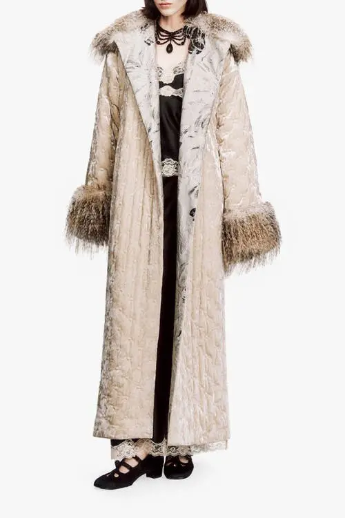 Anna Sui Quilted Velvet Duster Coat